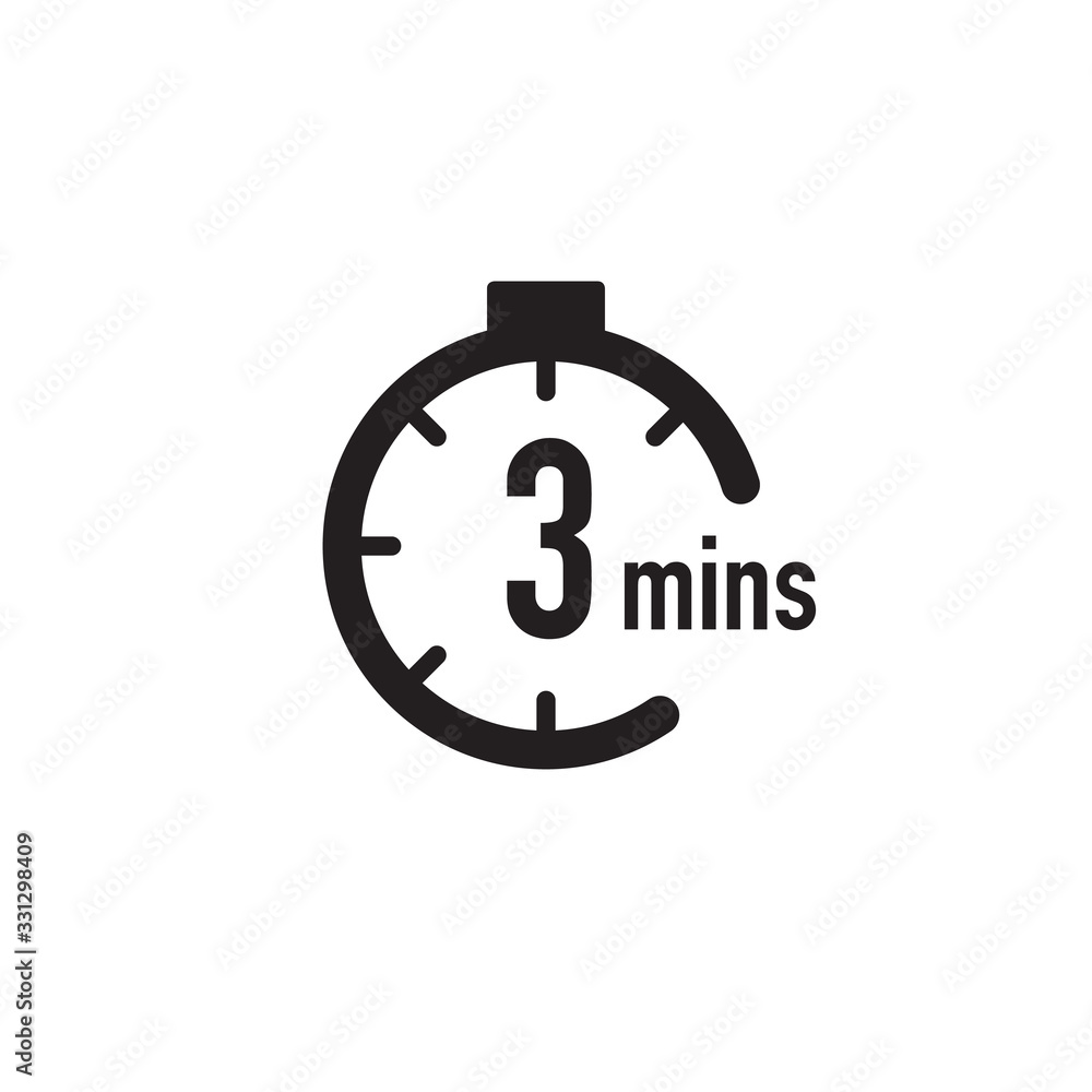 3 Minutes Timer Stopwatch Or Countdown Icon Time Measure Chronometr