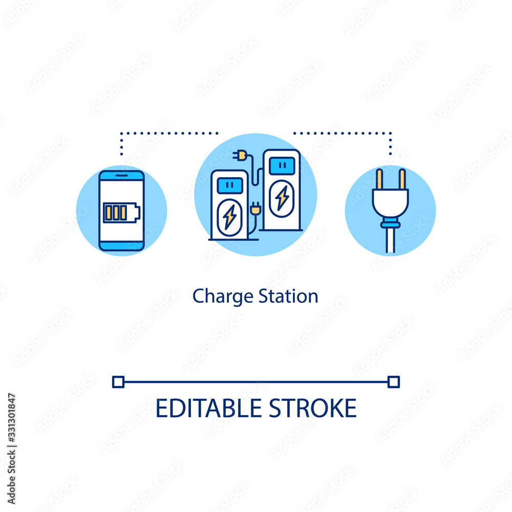 Charge station concept icon. Portable electronic equipment recharging ...