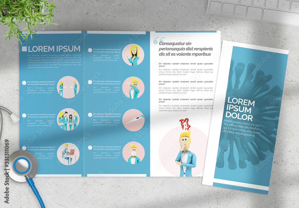 Medical Trifold Brochure Layout with Coronavirus Information Stock ...