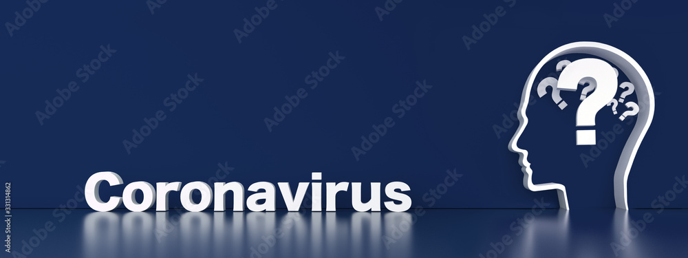 question mark in front of a color wall background. Corona Covid-19 ...
