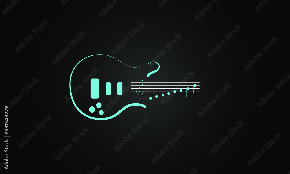 music logo, a combination of the guitar logo with the log note logo ...