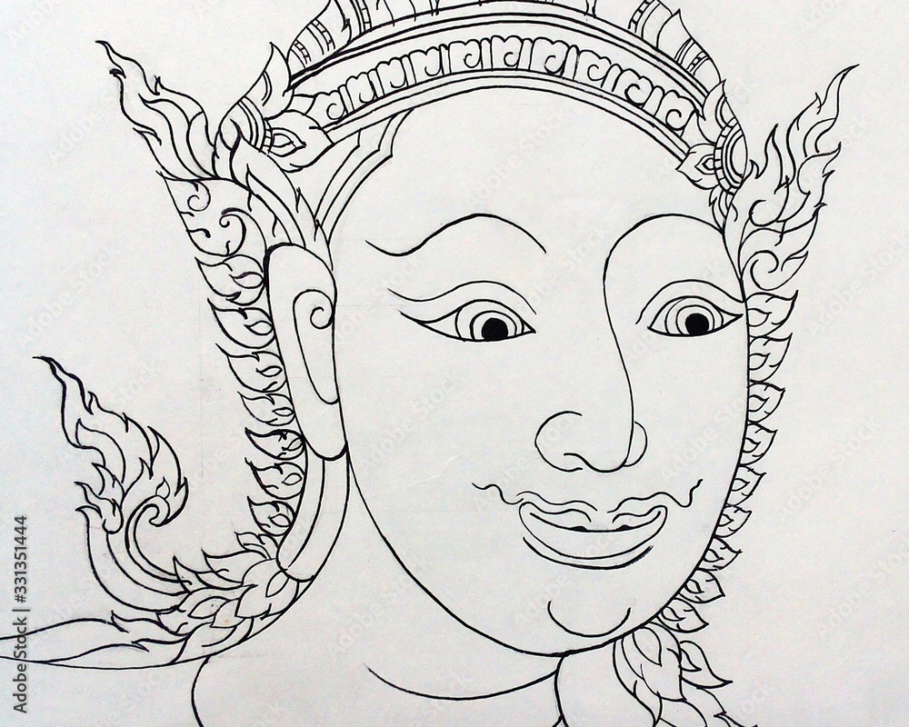 Art drawing ramayana Thai pattern Ancient Thailand Stock Illustration ...