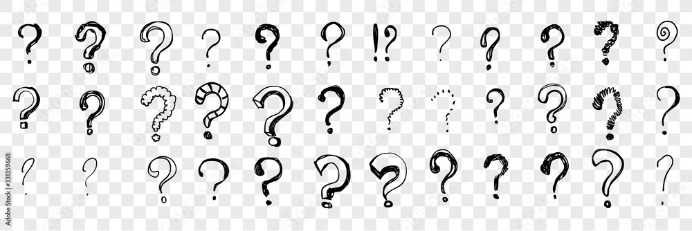 Hand drawn question marks, doodle set collection Stock Vector | Adobe Stock