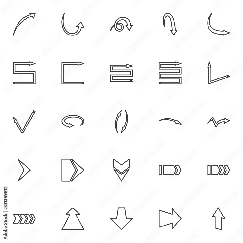 Universal arrows line icons set. linear style symbols collection ...