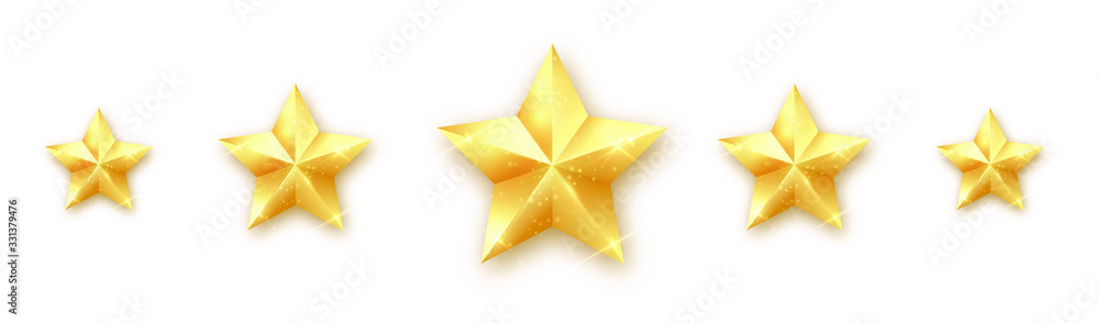 5 gold stars. Quality star rating. Five golden rating star. Vector set ...