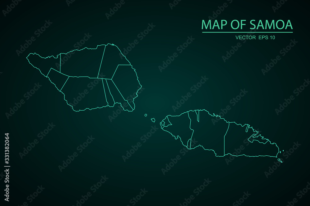 Map of samoa, High Detailed Blue Map of Samoa isolated on white ...
