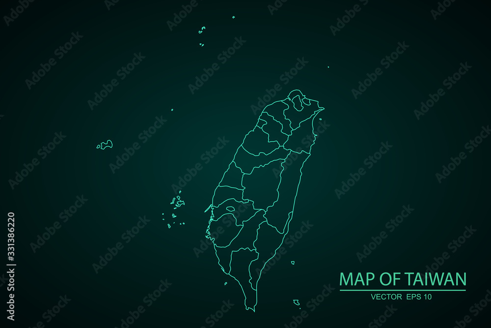 High Detailed Blue Map of Taiwan isolated on white background. Vector ...