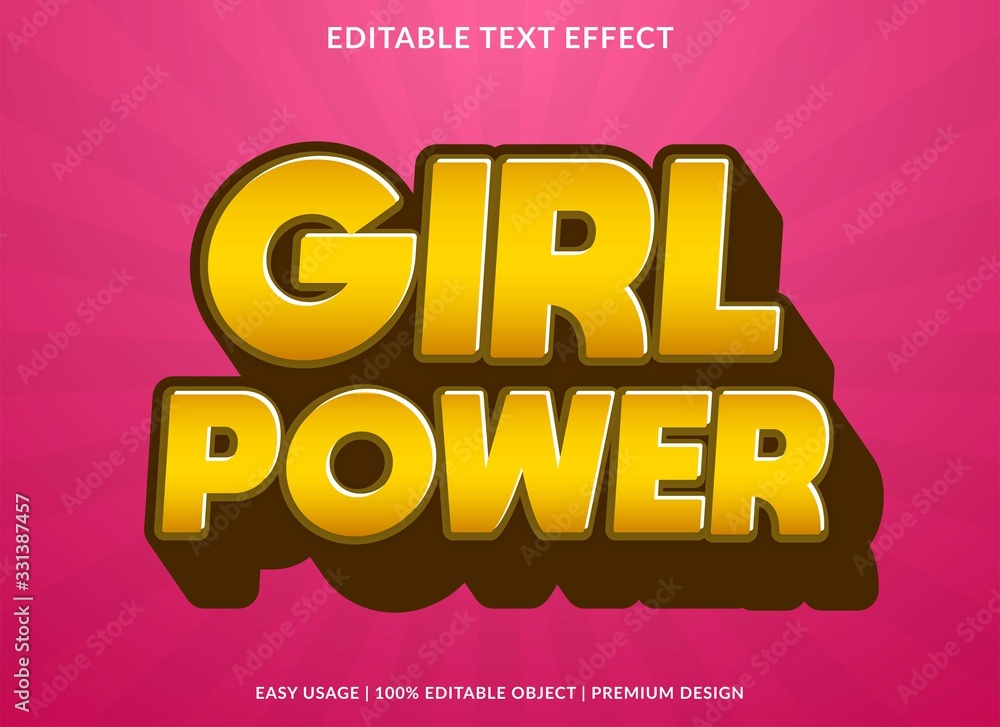girl power text effect template with 3d style and bold font concept use ...