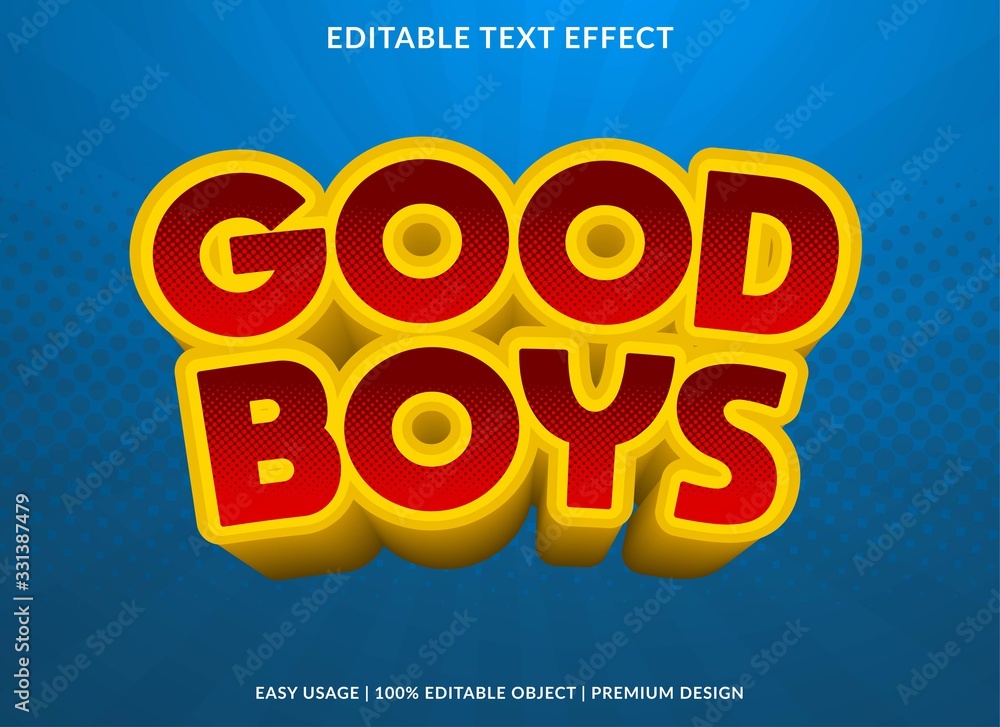 good boys text effect template with 3d style and bold font concept use ...