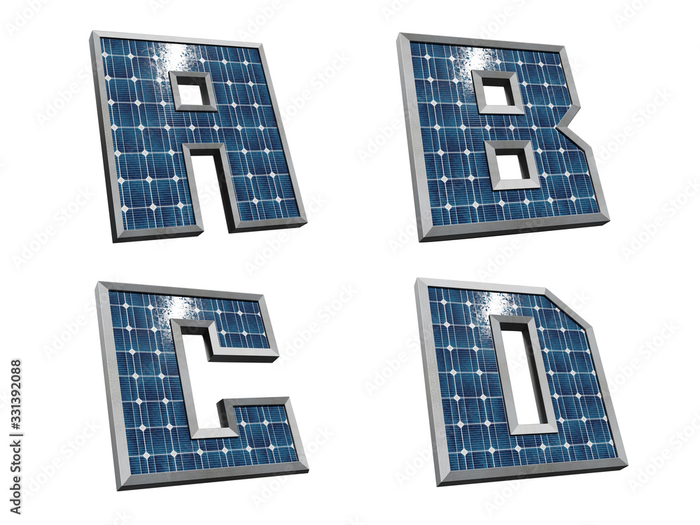 Solar panel alphabet, letters A to D foto de Stock | Adobe Stock