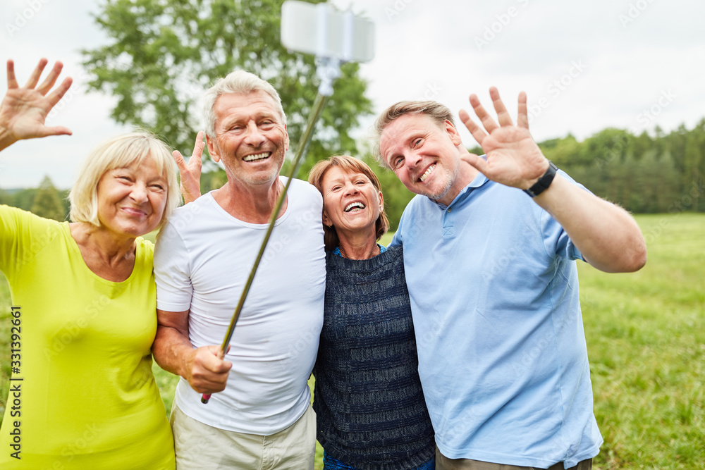 Seniors have fun taking a selfie photo Stock Photo | Adobe Stock