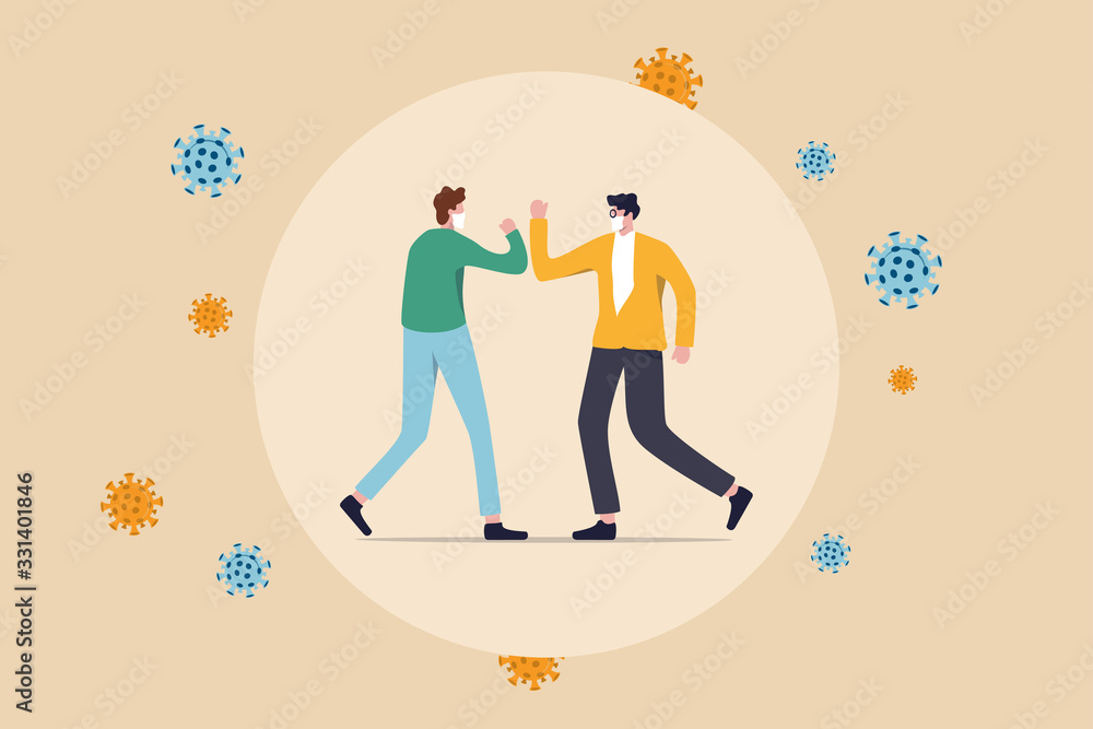 Social distancing, people keep distance and avoid physical contact ...