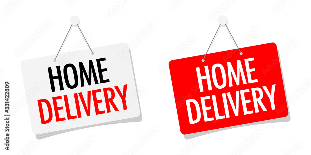 Home delivery on door sign hanging Stock Vector | Adobe Stock