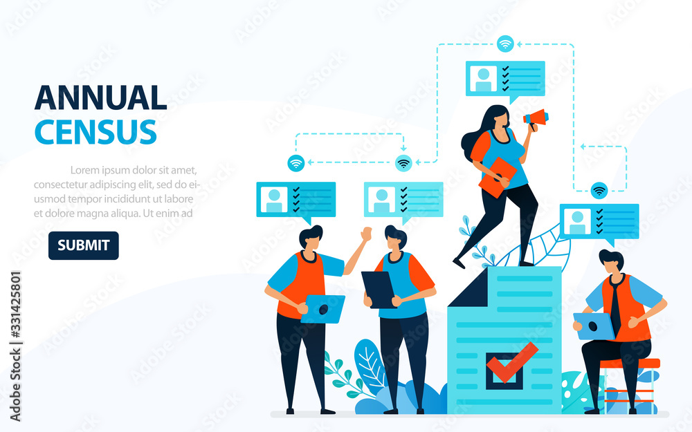 Vector Illustration For 2020 Population Census. Digital Concept With ...