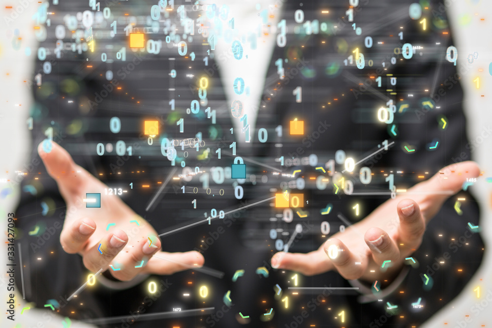 code data concept in hand digital 3d Stock Photo | Adobe Stock