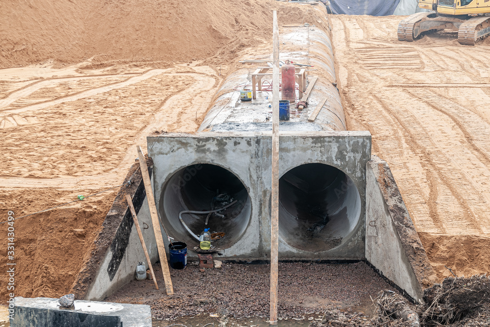 Underground pipe installation. Laying or replacement of underground ...