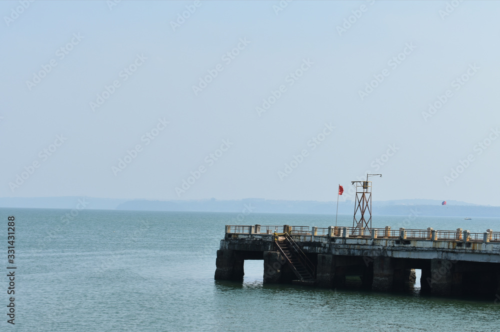 view from a distance of the dona paula bridge in goa Stock Photo ...