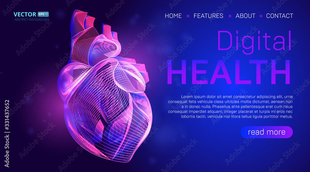 Digital health landing page background concept or hero banner design ...