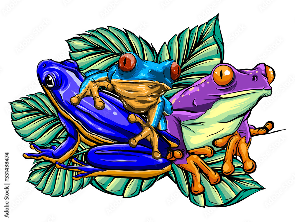 Frog cartoon tropical animal cartoon nature icon funny and isolated ...