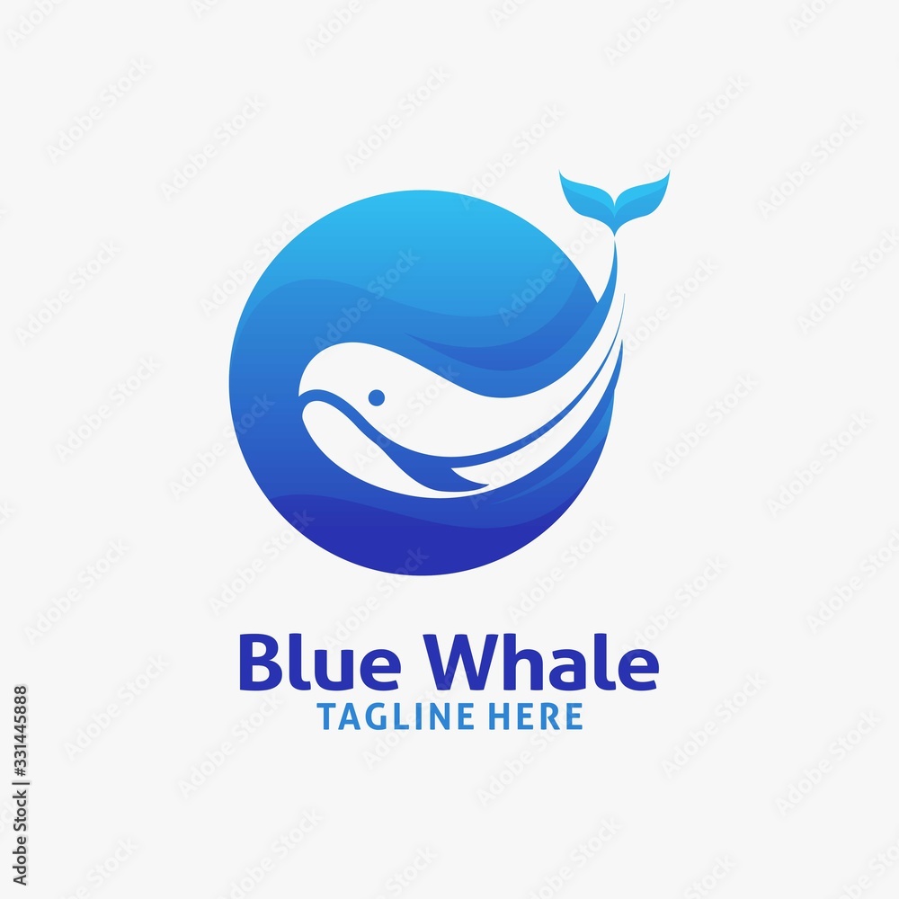 Blue whale logo design Stock Vector | Adobe Stock