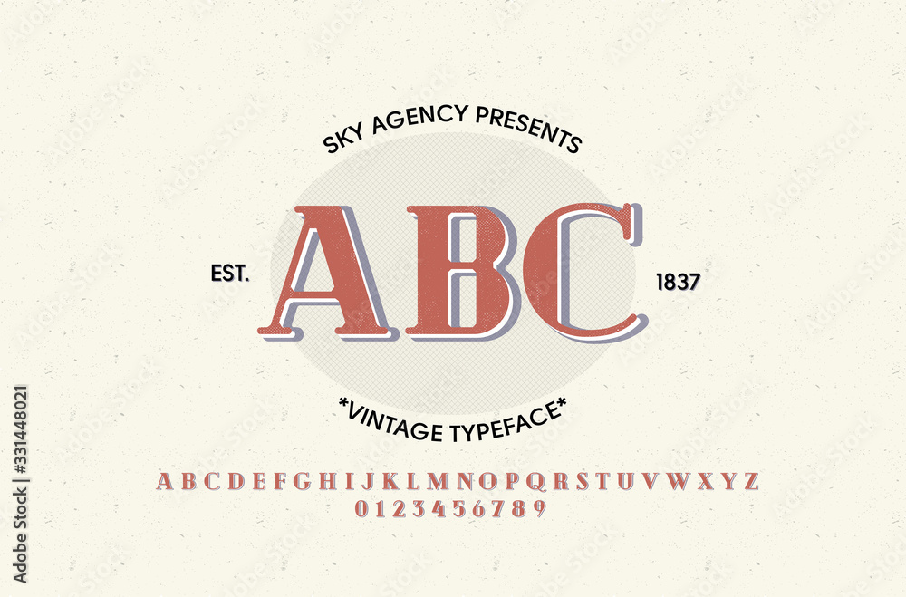 Vintage style font and alphabet for different designs. ABC typeface ...