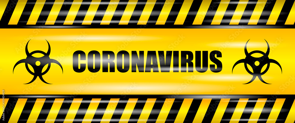 Coronavirus (2019-nCOV) realistic seamless yellow ribbon, caution ...