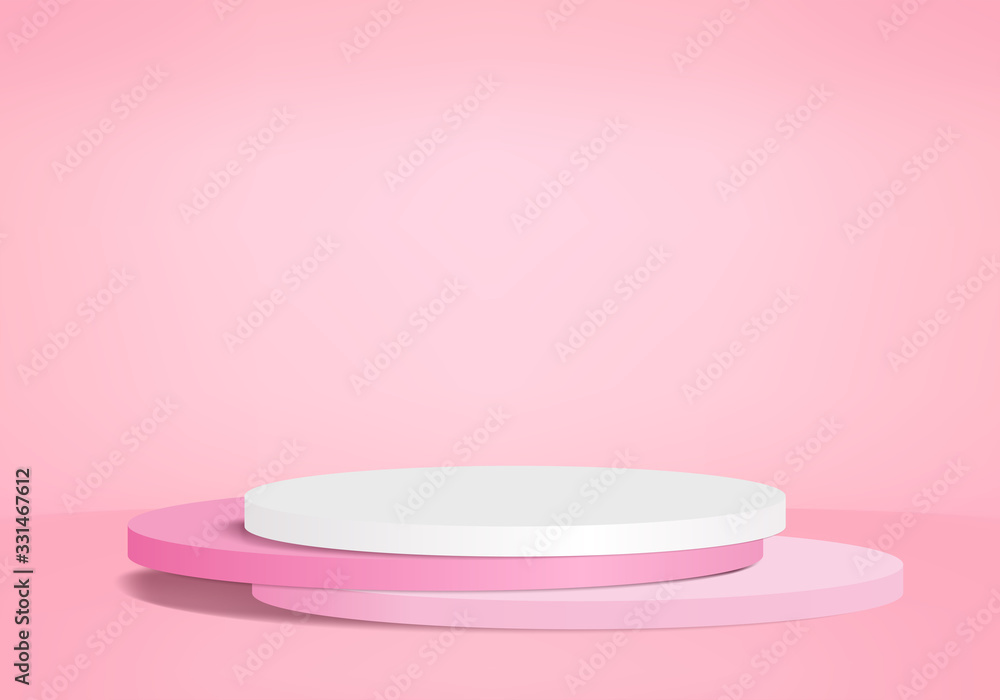 Background vector 3d pink rendering with podium and minimal pink wall ...