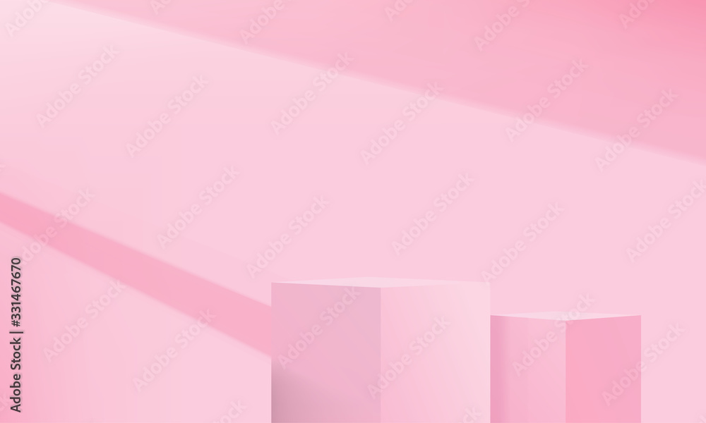 Background vector 3d pink rendering with podium and minimal pink wall ...