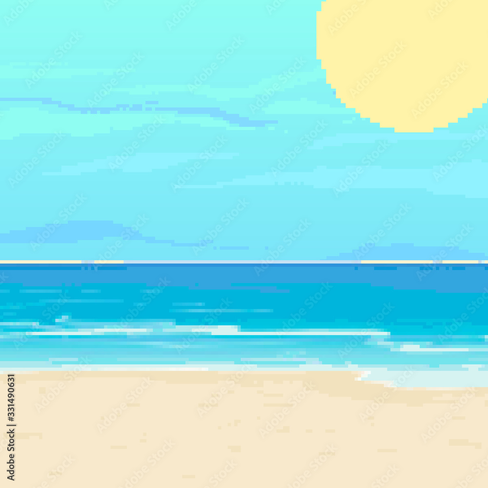 Pixel background for summer vacation.Summer beach game background ...