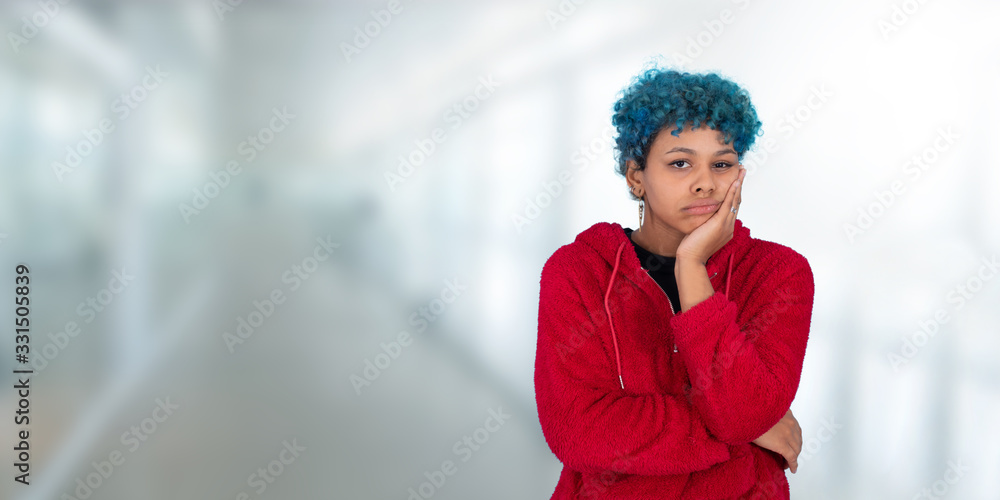 young woman with expression of boredom or apathy Stock Photo | Adobe Stock