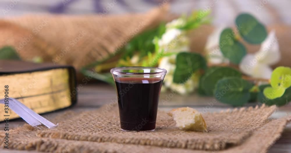 Taking communion concept - the wine and the bread symbols of Jesus ...
