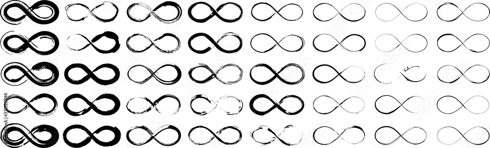 Infinity symbol. Vector logos set. Symbol of repetition and unlimited ...