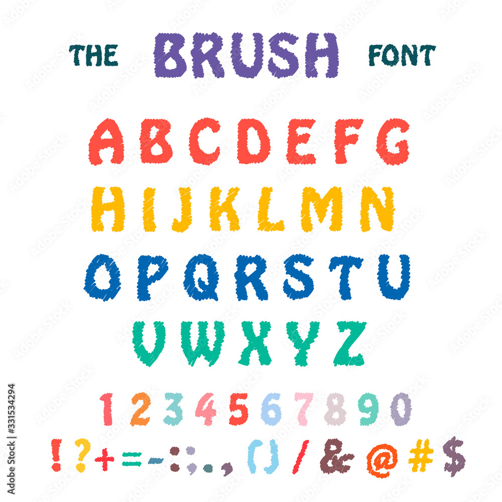 Freehand Brush Alphabet. Vector Acrylic Brush Style Hand Drawn Alphabet ...