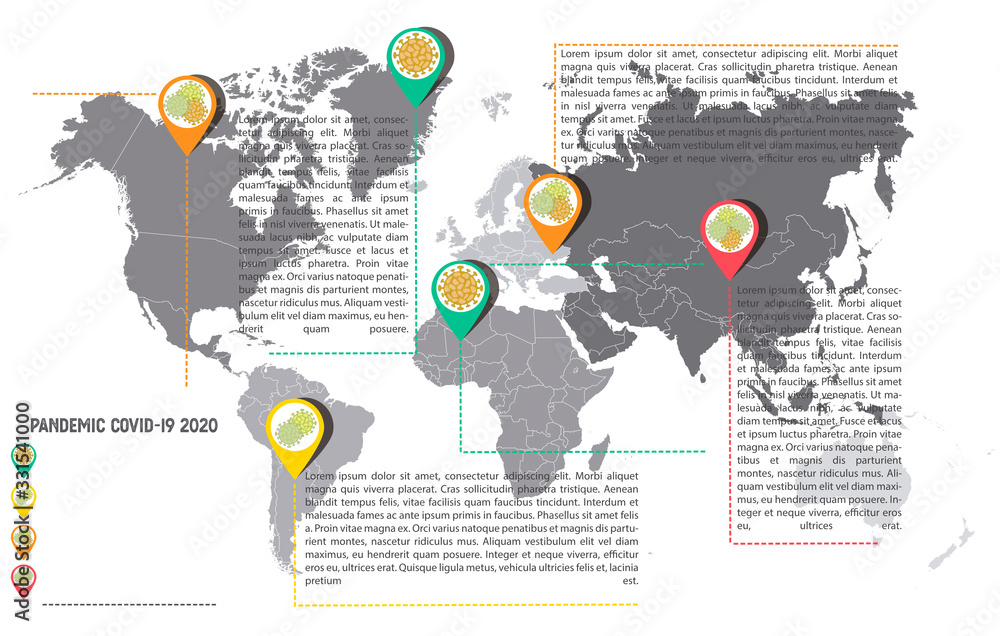 INFOGRAPHIC COVID-19 WORLD MAP Stock Vector | Adobe Stock