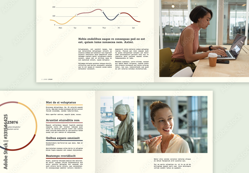 Pale Yellow Business Brochure Layout Stock Template | Adobe Stock