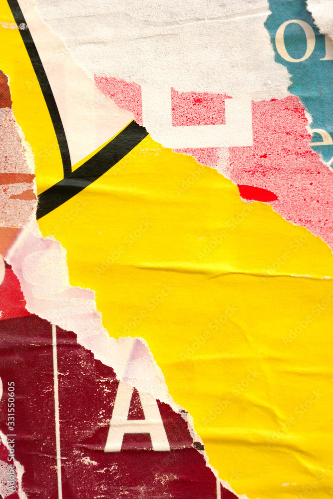 Old ripped torn posters grunge texture background creased crumpled ...