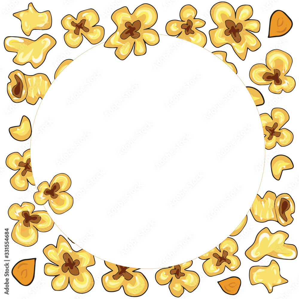 Frame made of tasty popcorn with copy space for advertisement. Vector ...