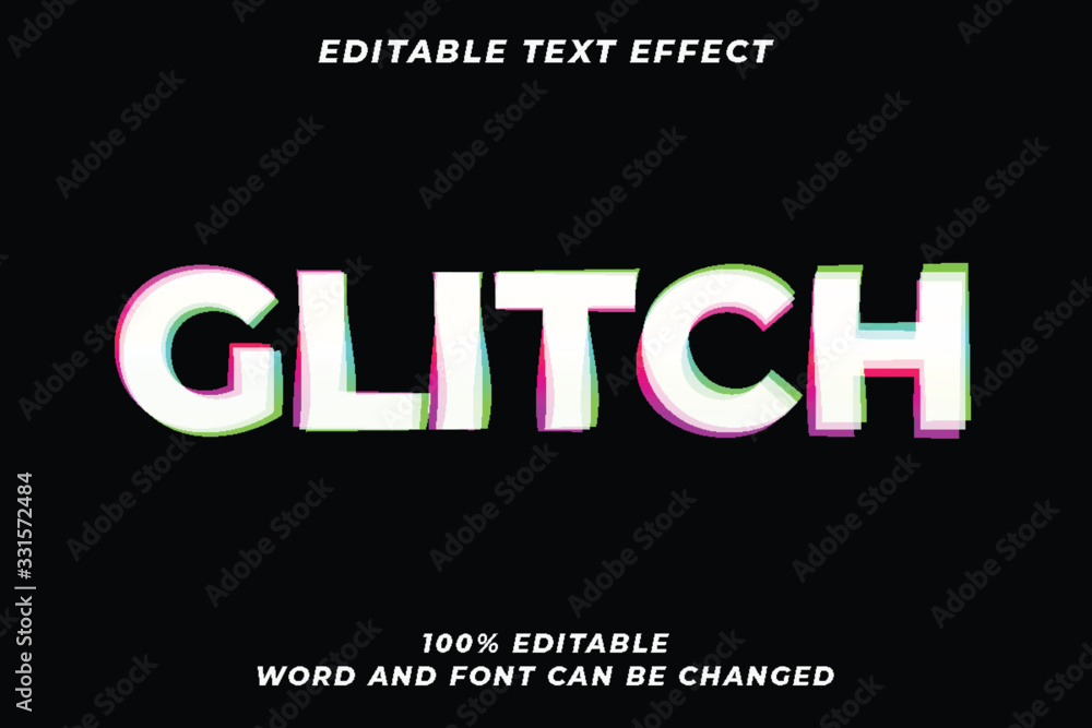 Glitch VHS text style effect Premium Vector Stock Vector | Adobe Stock