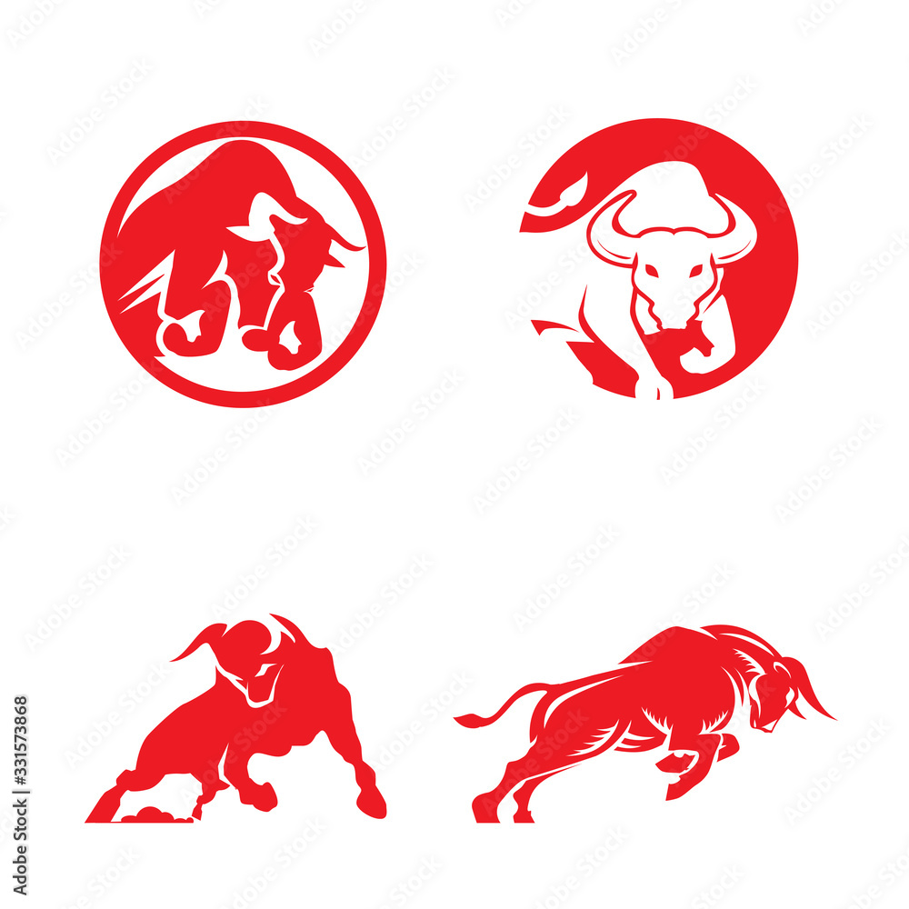 Bull logo and clip art set. vector Stock Vector | Adobe Stock