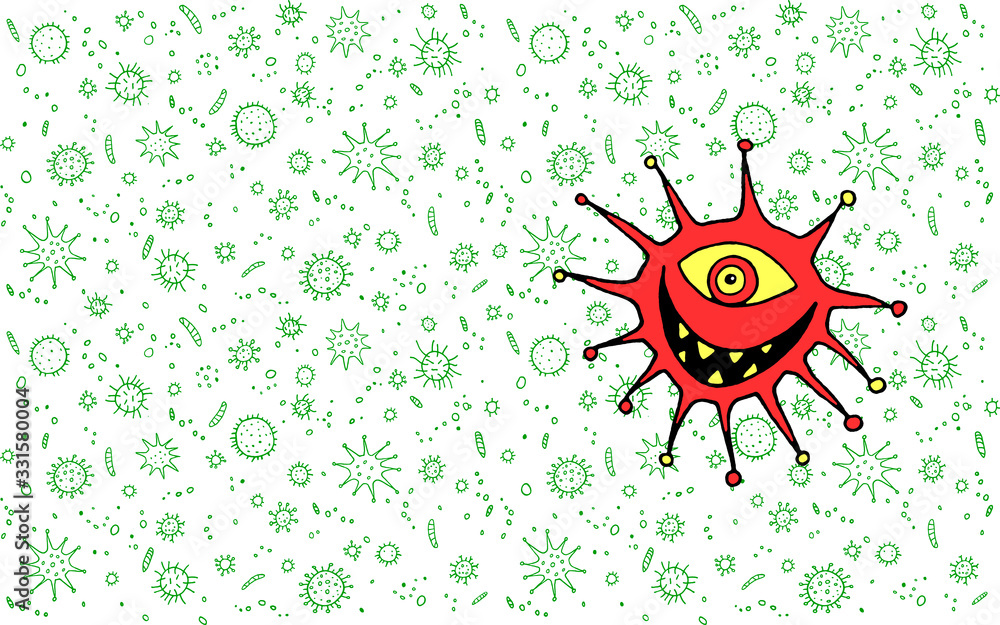 Cartoon virus character illustration. Character icon monster microbe ...
