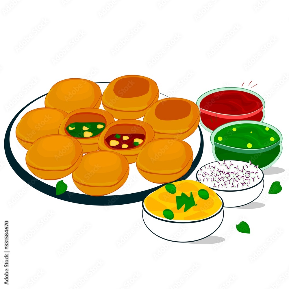 Pani Puri indian mumbai street Food Vector Stock Vector | Adobe Stock