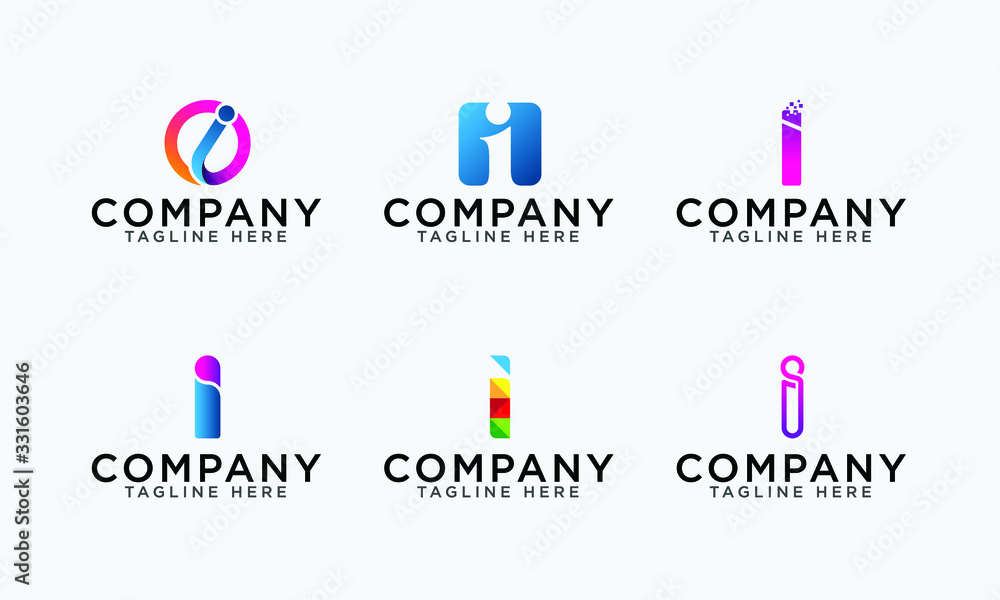 Letter i logo set vector letter logo set template Stock Vector | Adobe ...