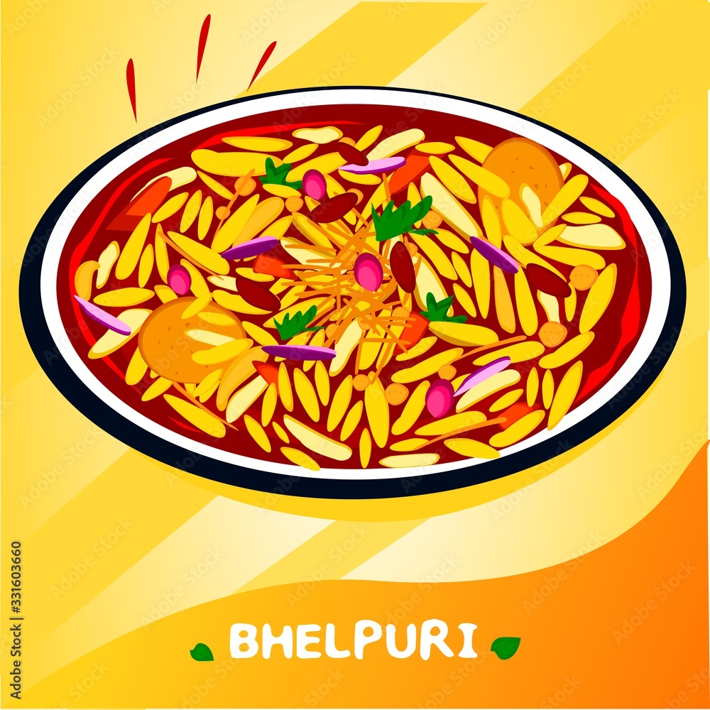 Bhel Puri indian mumbai street Food Vector Stock Vector | Adobe Stock