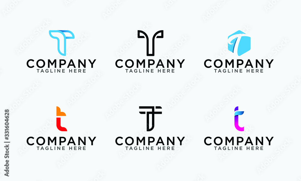 Letter T logo set abstract vector letter T logo set template Stock ...