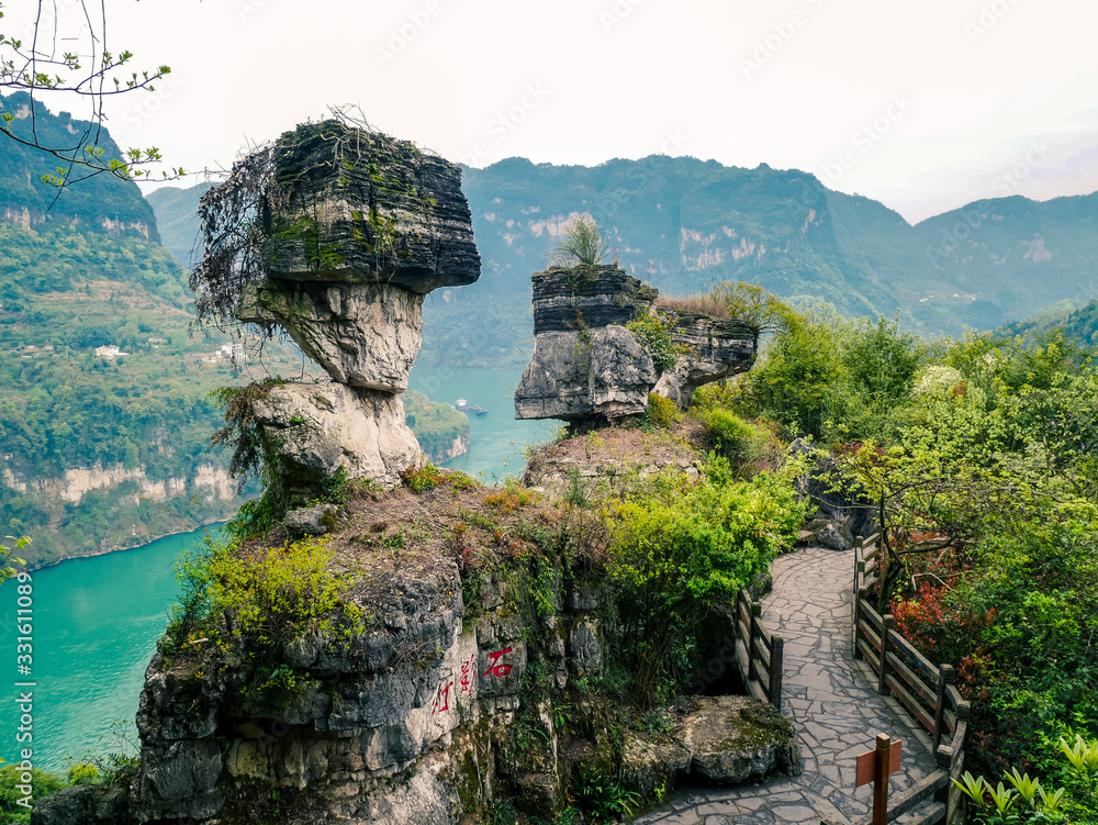Three Gorges Tribe Scenic Spot along the Yangtze River; located in the ...