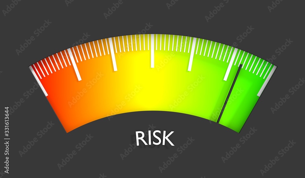 Color scale with arrow from red to green. The measuring device icon ...
