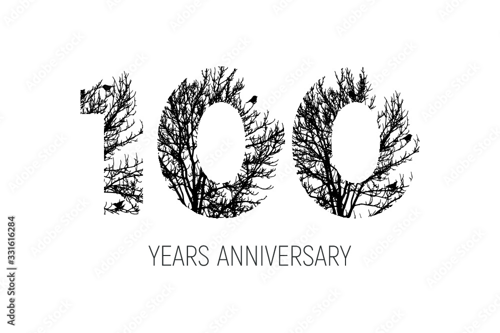 100 years old Logo Letter Made From Black Tree Branches. Tree Letter ...