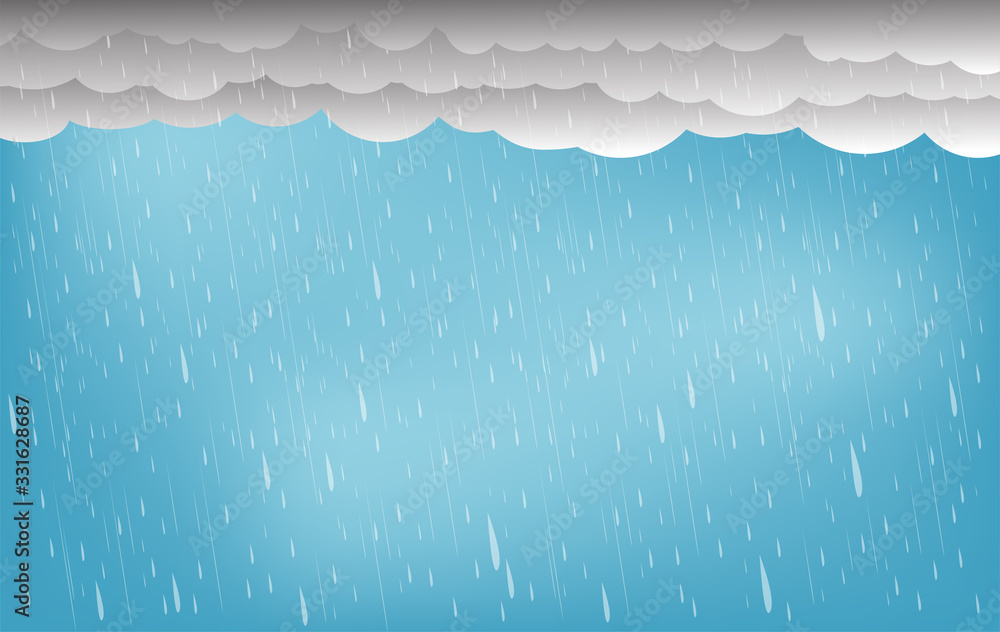 Heavy rain in dark sky, rainy season, clouds and storm, weather nature ...