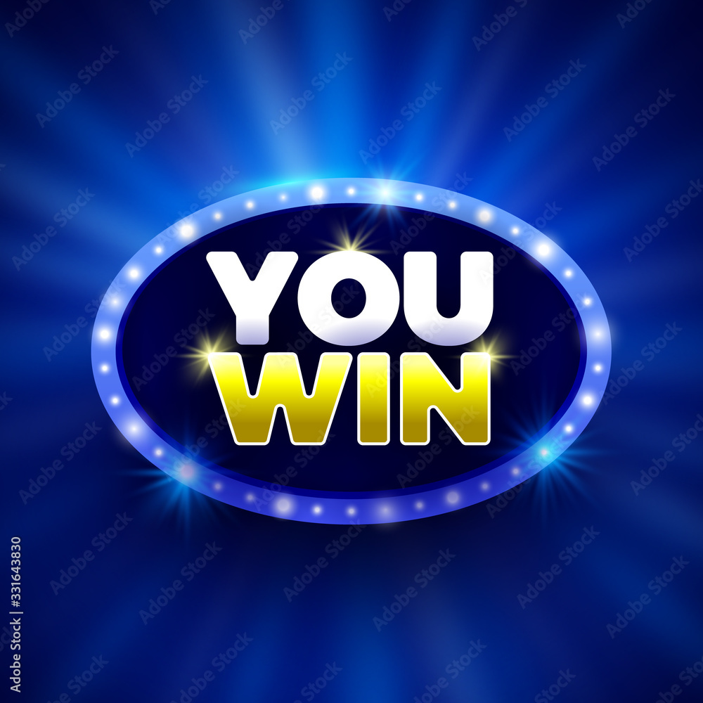You win banner with neon lights. Vector illustration. Stock Vector ...