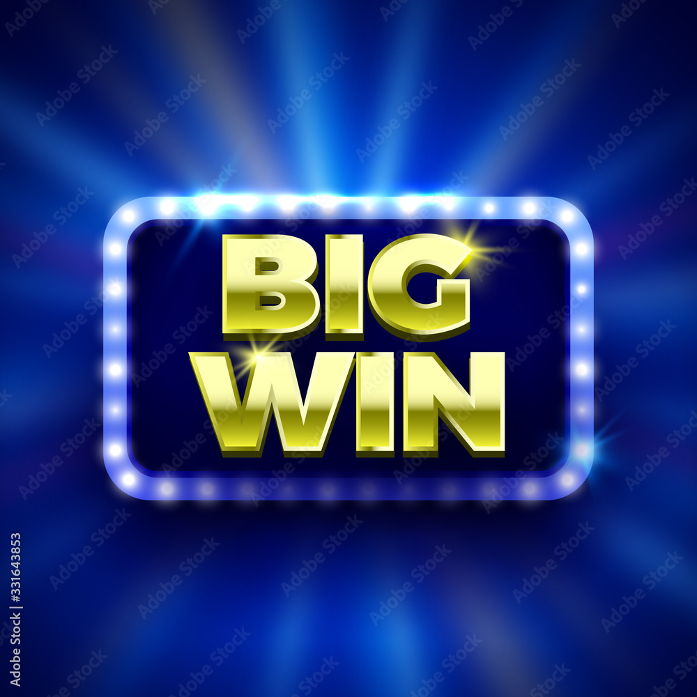 Big win banner with neon lights. Vector illustration. Stock Vector ...
